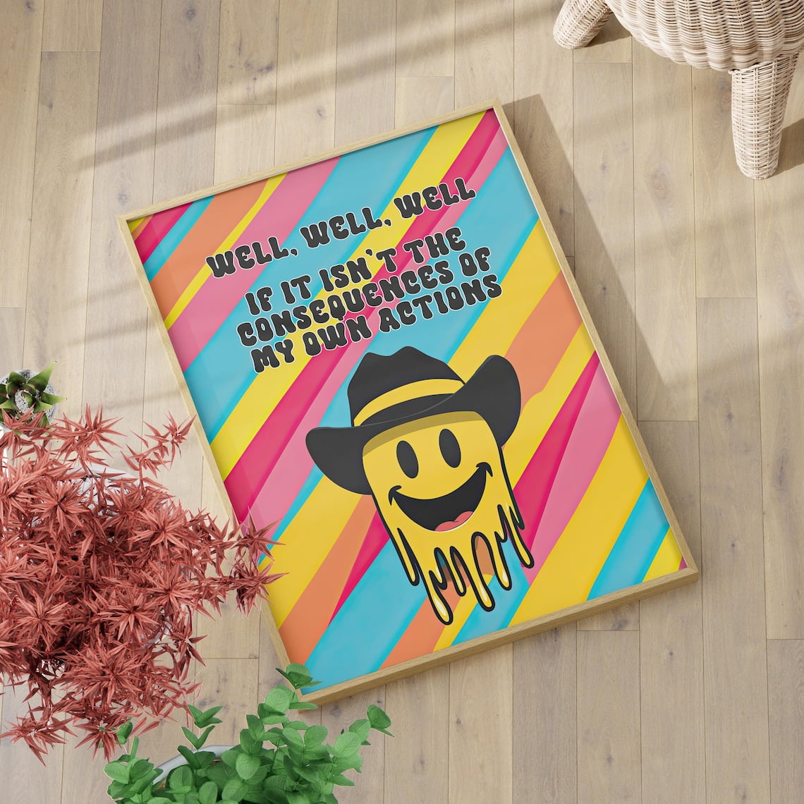 Melting Smiley Face Cowboy Poster Or Print, Classroom Decor, Rainbow ...