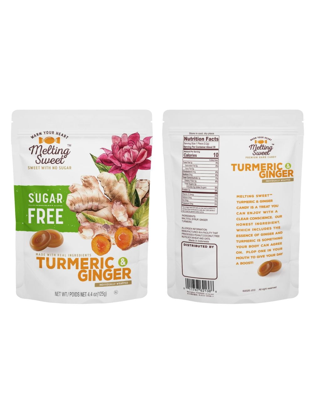 Melting Sweet Premium Sugar Free Hard Candy, Turmeric & Ginger 4.4 oz ...