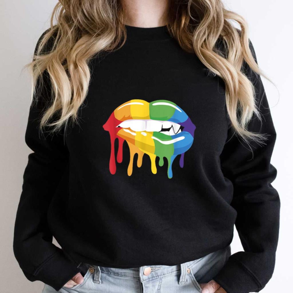 Melting Vampire Lips Pride, Funny Halloween LGBTQ Graphic, Fangs ...