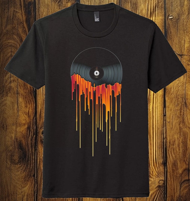Melting Vinyl Record Music Graphic Shirt Black Unisex Soft - Walmart.com
