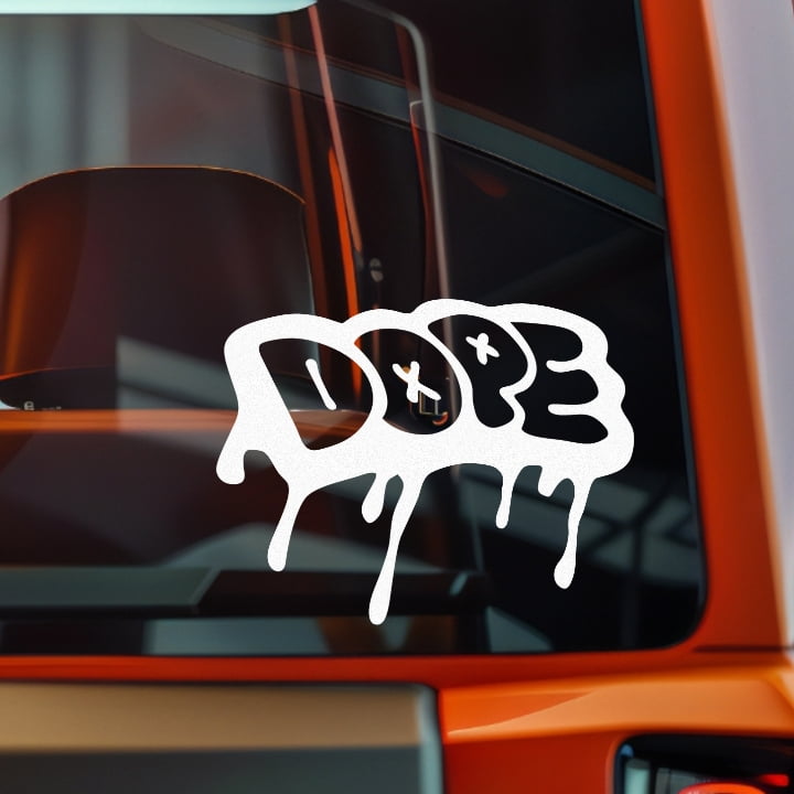 Melting drip Dope Vinyl Decal Sticker Bumper Window Laptop 5X4" White ...