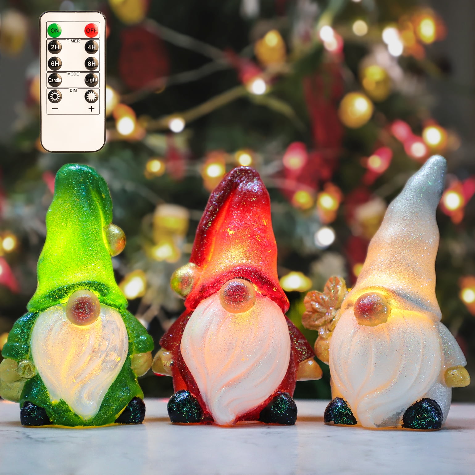 Meltone Christmas LED Flickering Lighting, Gnome LED Flameless Candles ...