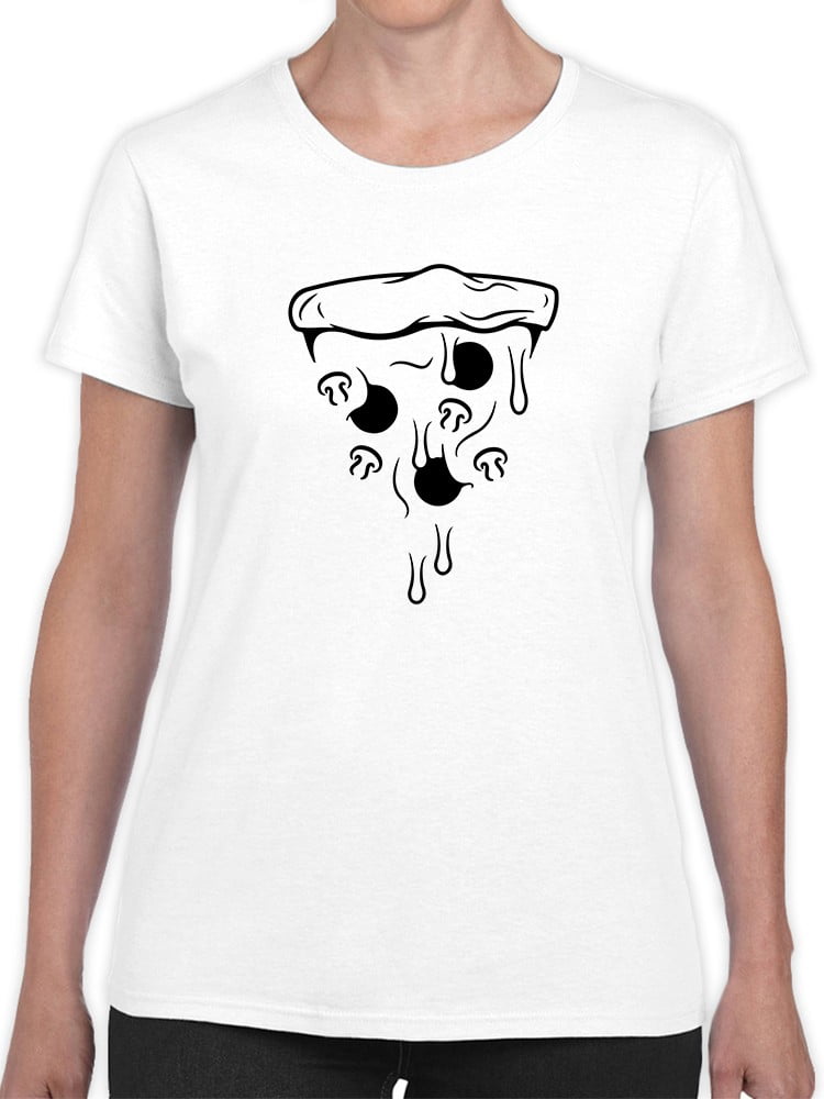 Melty Pizza Slice Face Graphic Women White T-Shirt, Female Small ...