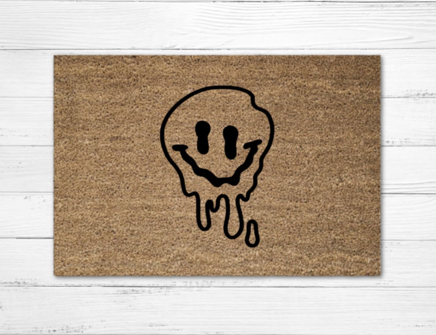 Melty Smiley Face Doormat Mat, Funny Door Mat, Welcome Mat, Drippy ...