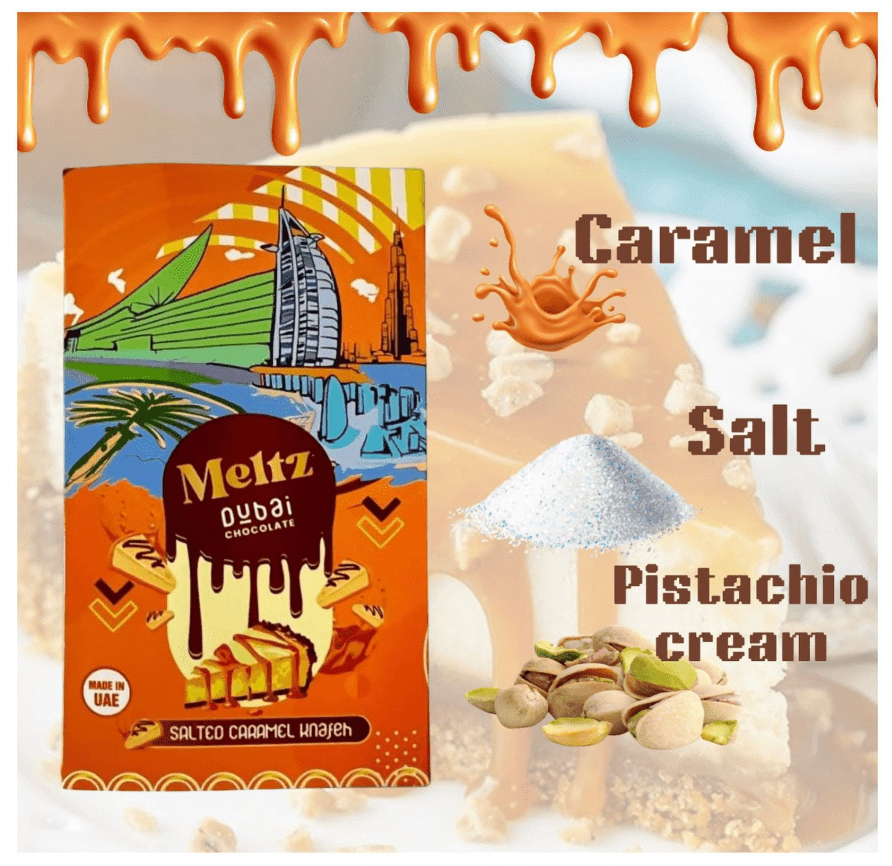 Meltz Chocolate Bar Salted Caramel Pistachio Kunafa 75g - Walmart.com