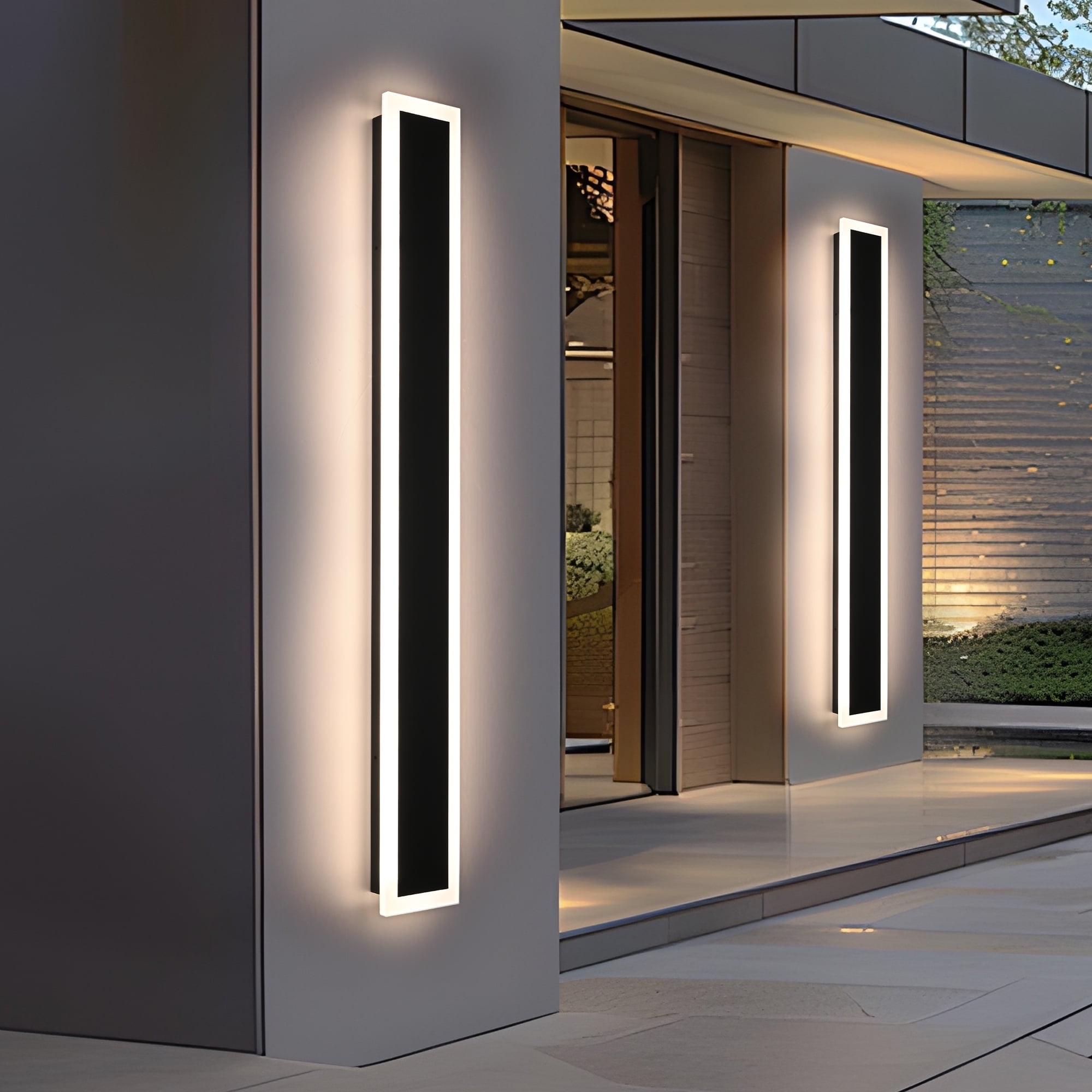 Melucee 2 Pack Modern Outdoor Wall Light 48inch,Black Exterior Wall ...