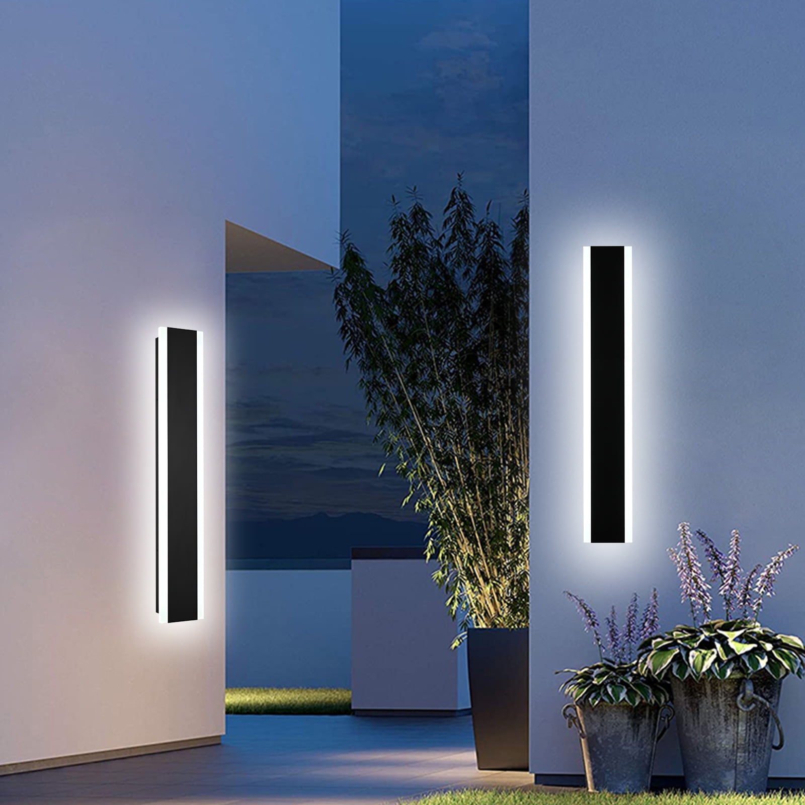 Melucee 2 Pack Outdoor LED Wall Lights, 32 inch Modern Exterior ...