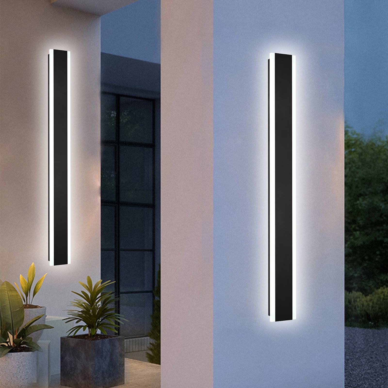 Melucee 2 Pack Outdoor LED Wall Lights, 48 inch Modern Exterior ...