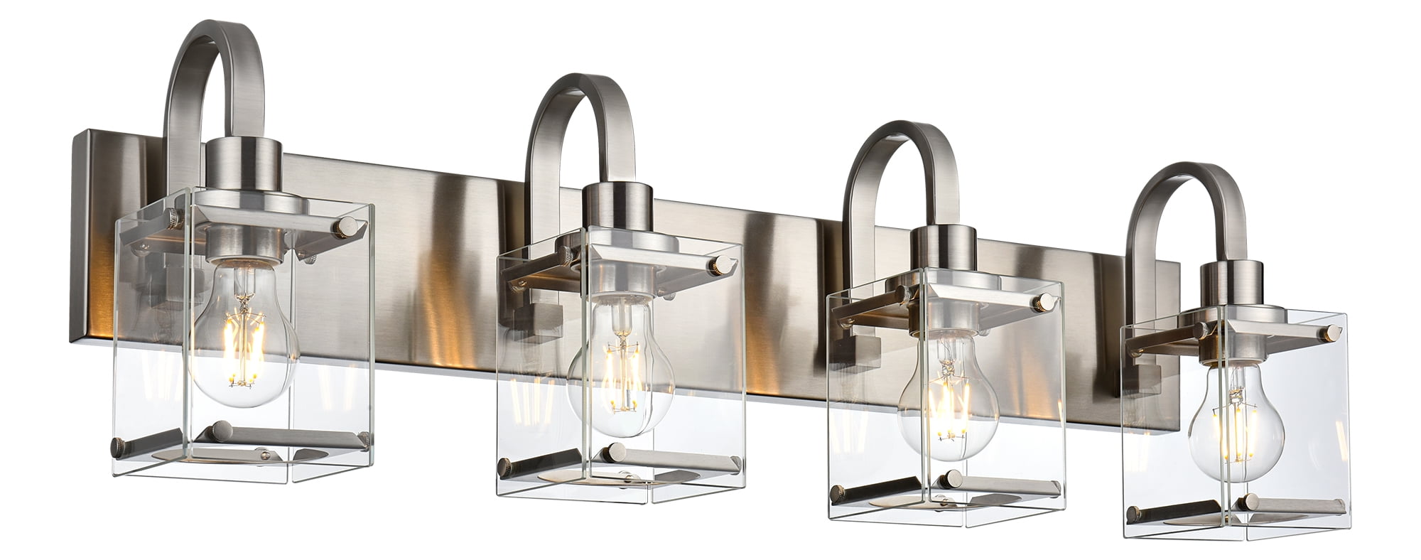 Melucee 4-Lights Bathroom Vanity Lighting Over Mirror, Brushed Nickel ...