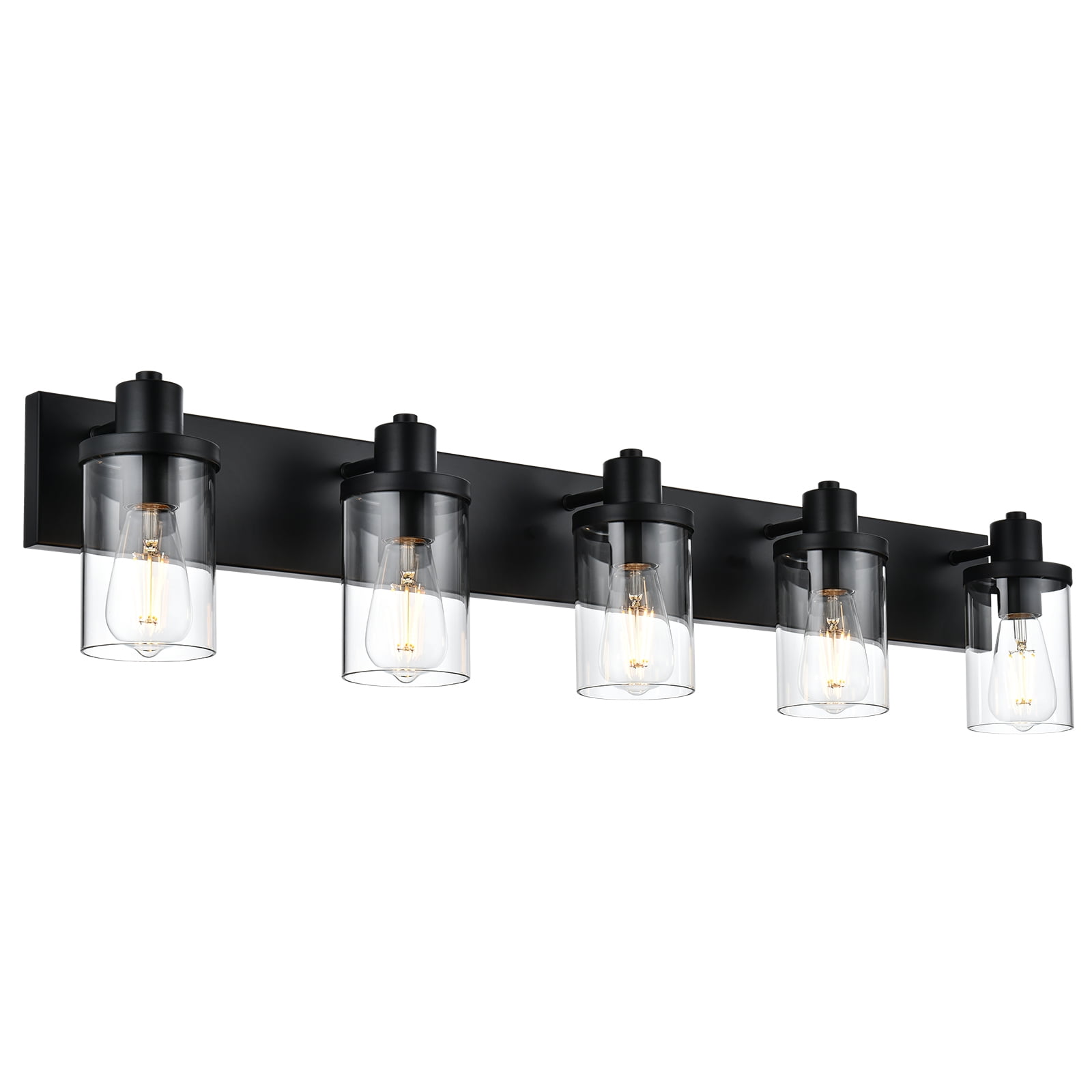 Melucee 5-Light Black Bathroom Vanity Light, Modern Vanity Lighting ...