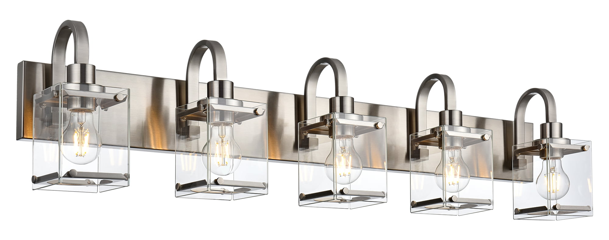 Melucee 5-Lights Bathroom Vanity Lighting Over Mirror, Brushed Nickel ...