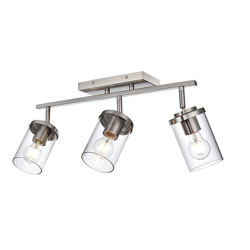 Melucee Adjustable Track Lighting Kit Brushed Nickel Semi Flush Mount ...