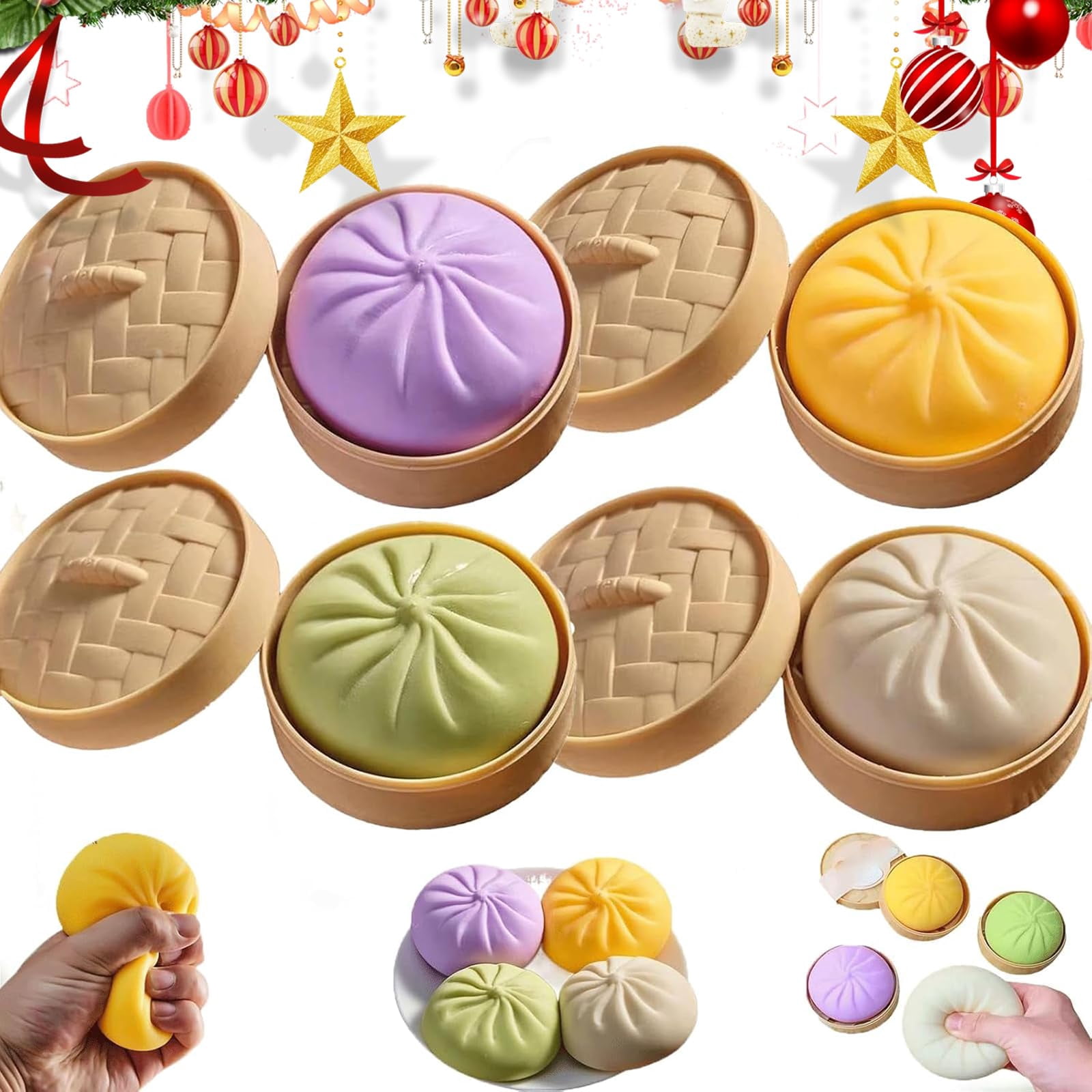 Melvexa 4PCS Glitter Dumpling, Dumpling Squishy, Rainbow Dumplings ...