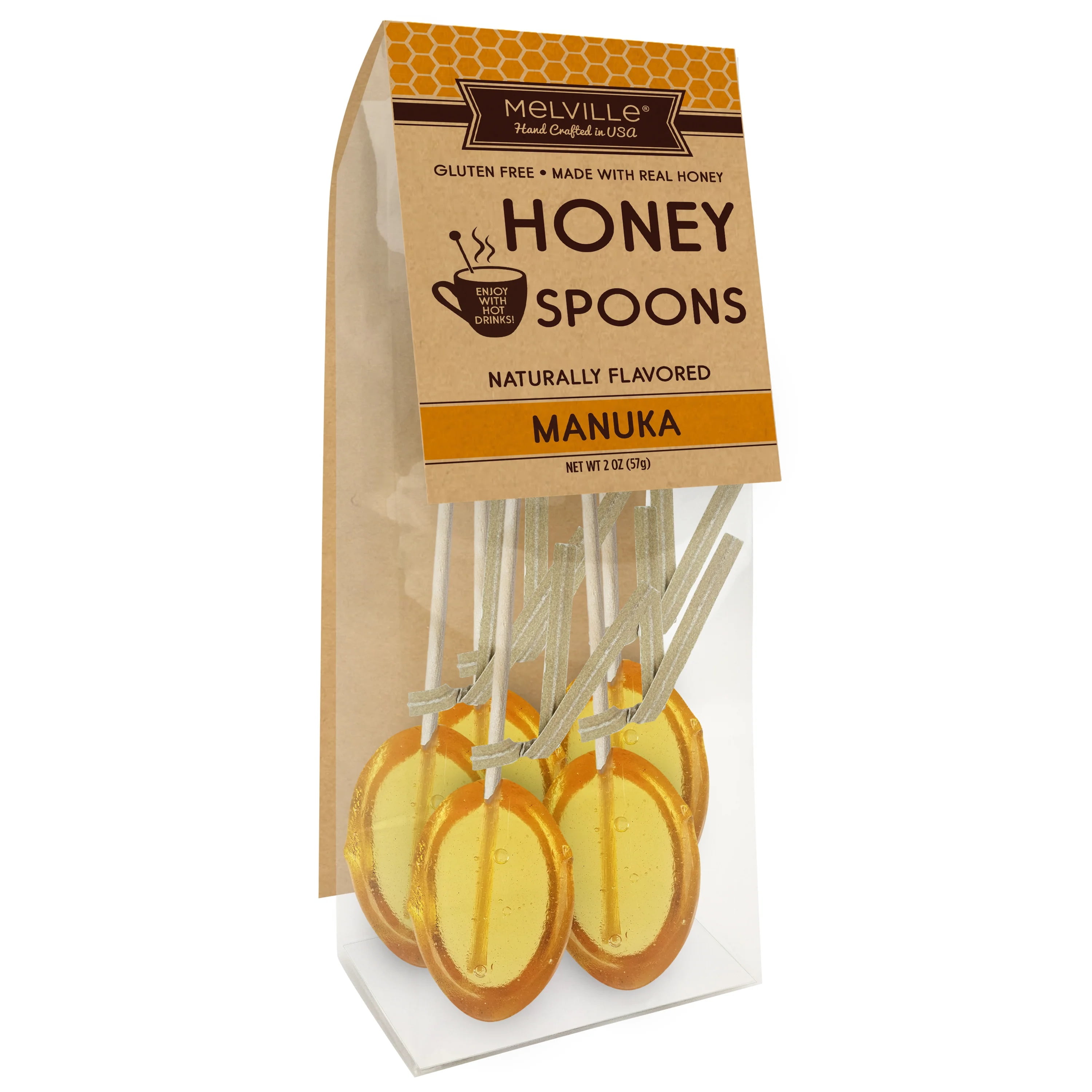 Melville Candy Hard Candy Manuka Honey Spoons Lollipop On Wooden Ball ...