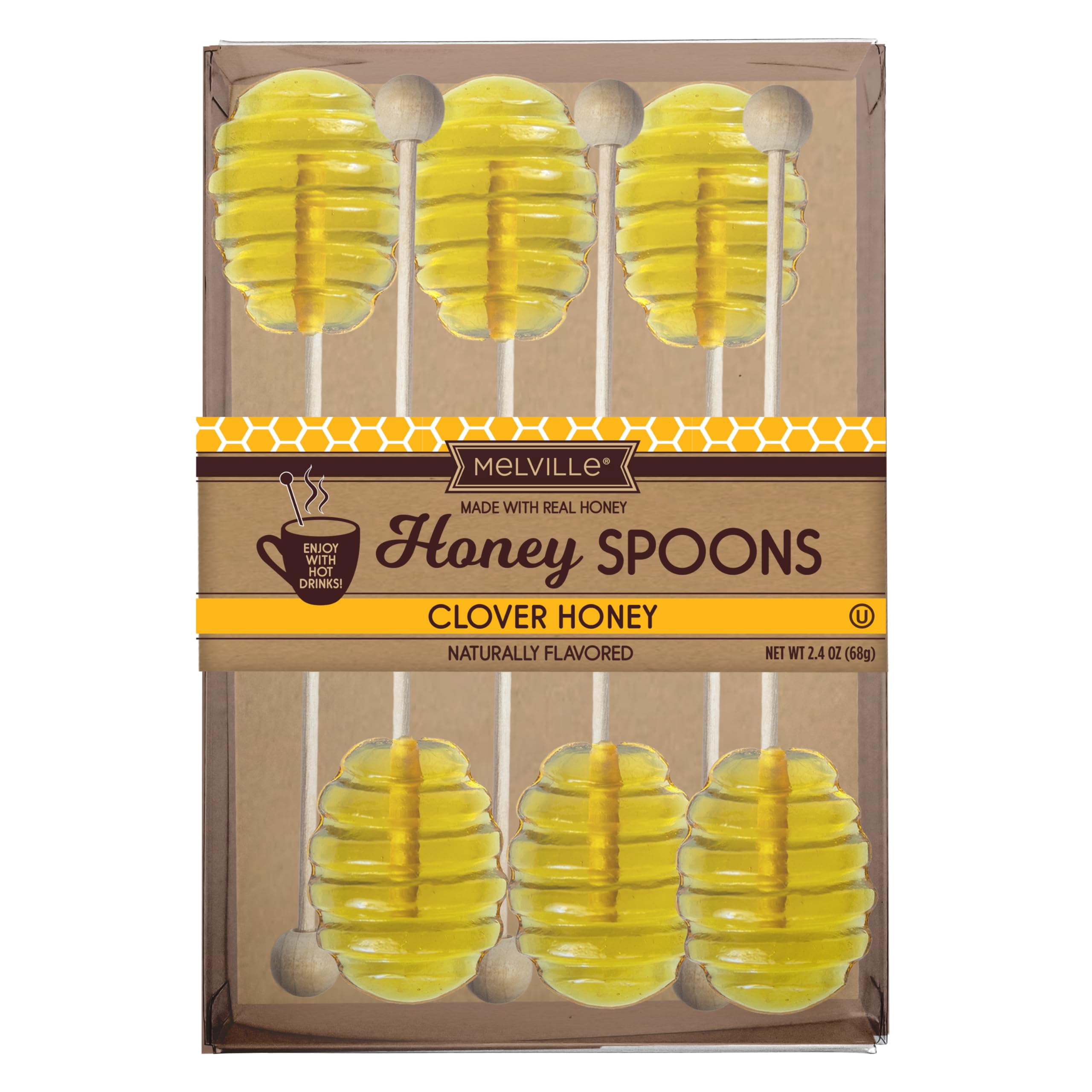 Melville Candy All Natural ESF27 Honey Spoon Gift on Wooden Ball Sticks ...