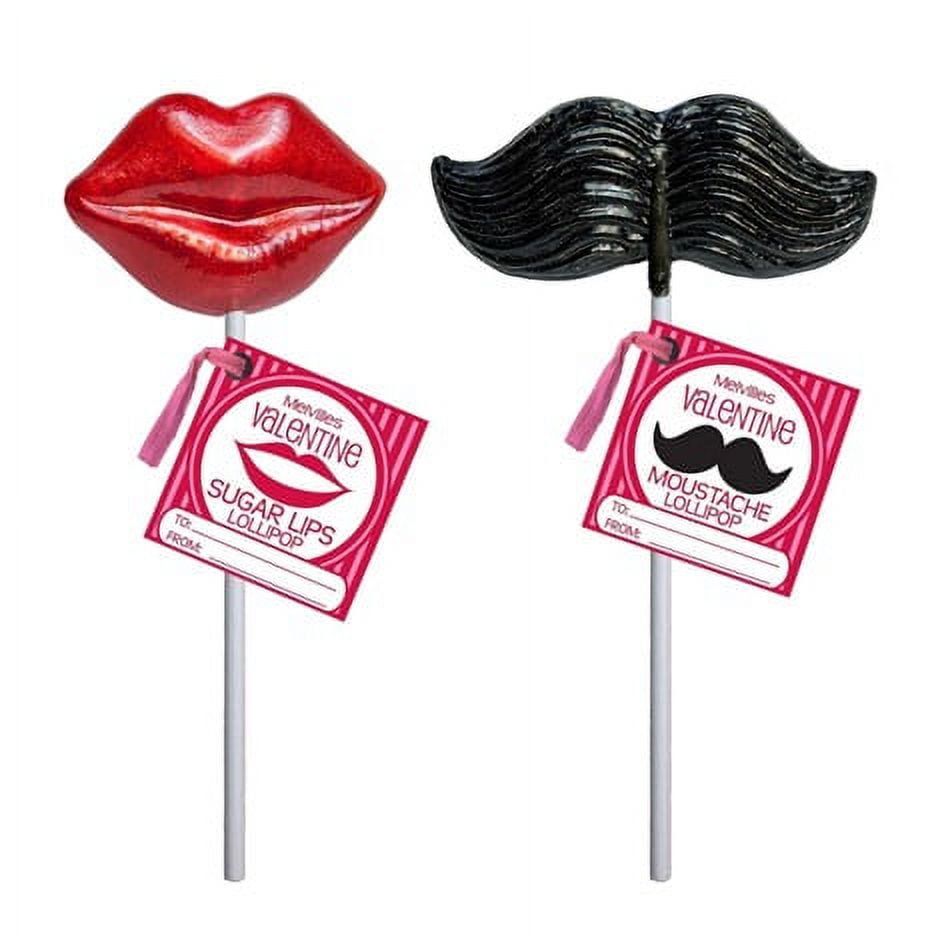 Melville Valentines Day Mustache & Lip Lollipops - 3 Pops - Walmart.com
