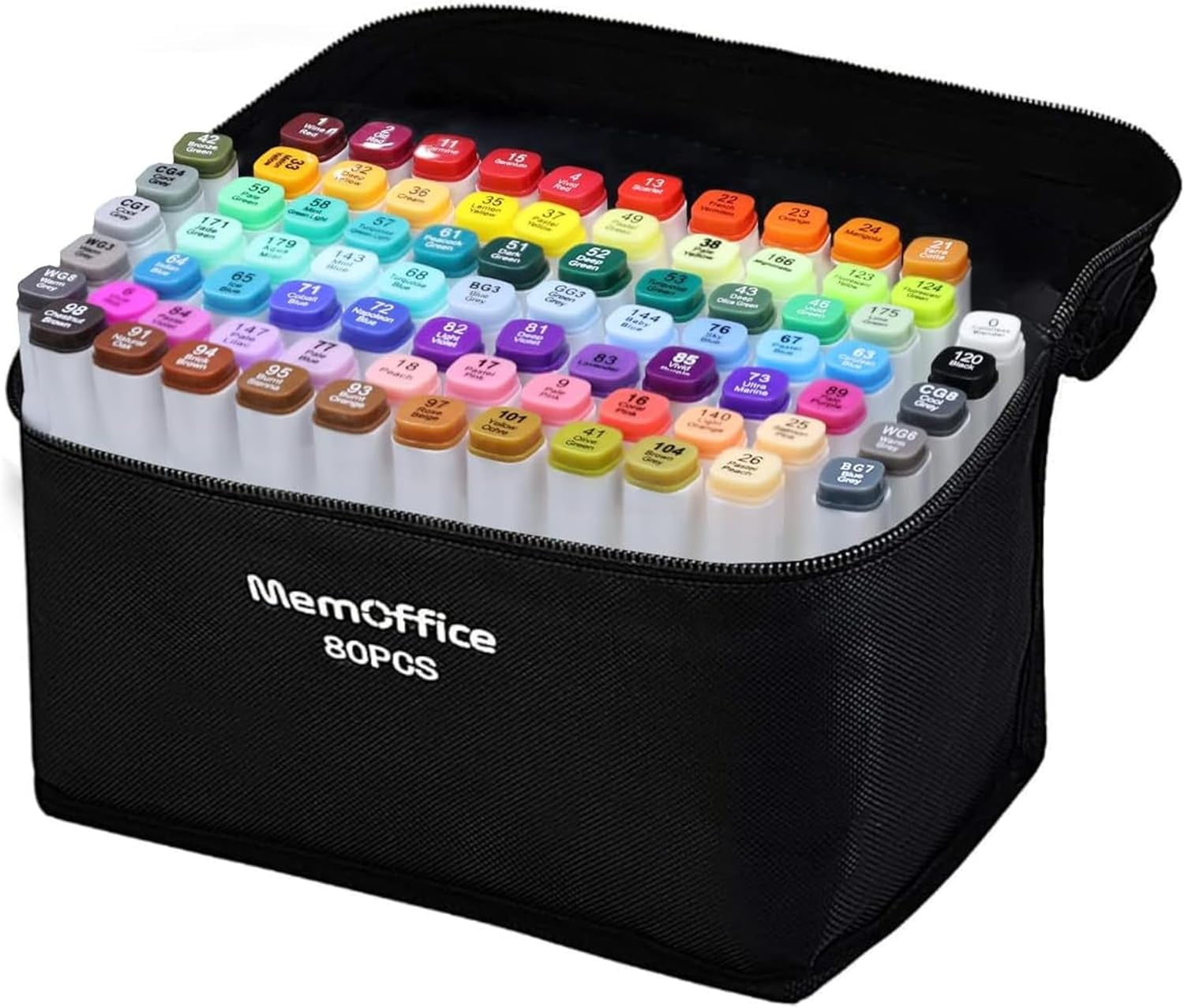 MemOffice 80 Colors Dual Tip Artist Alcohol Markers Set with Carrying ...