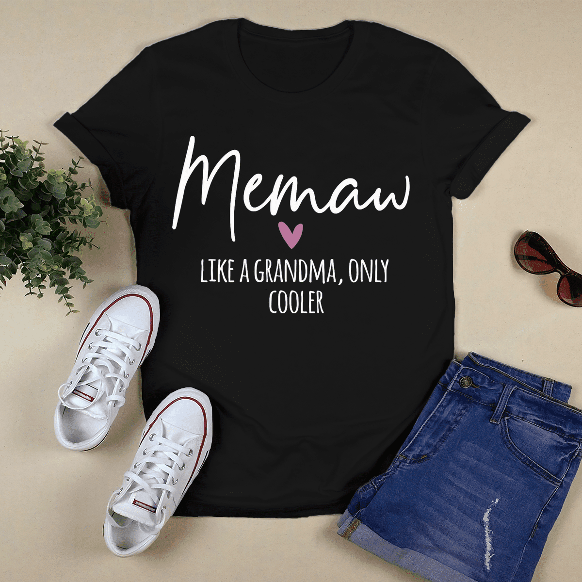 Memaw Like A Grandma Only Cooler Heart Mothers Day Memaw Classic Tshirt ...