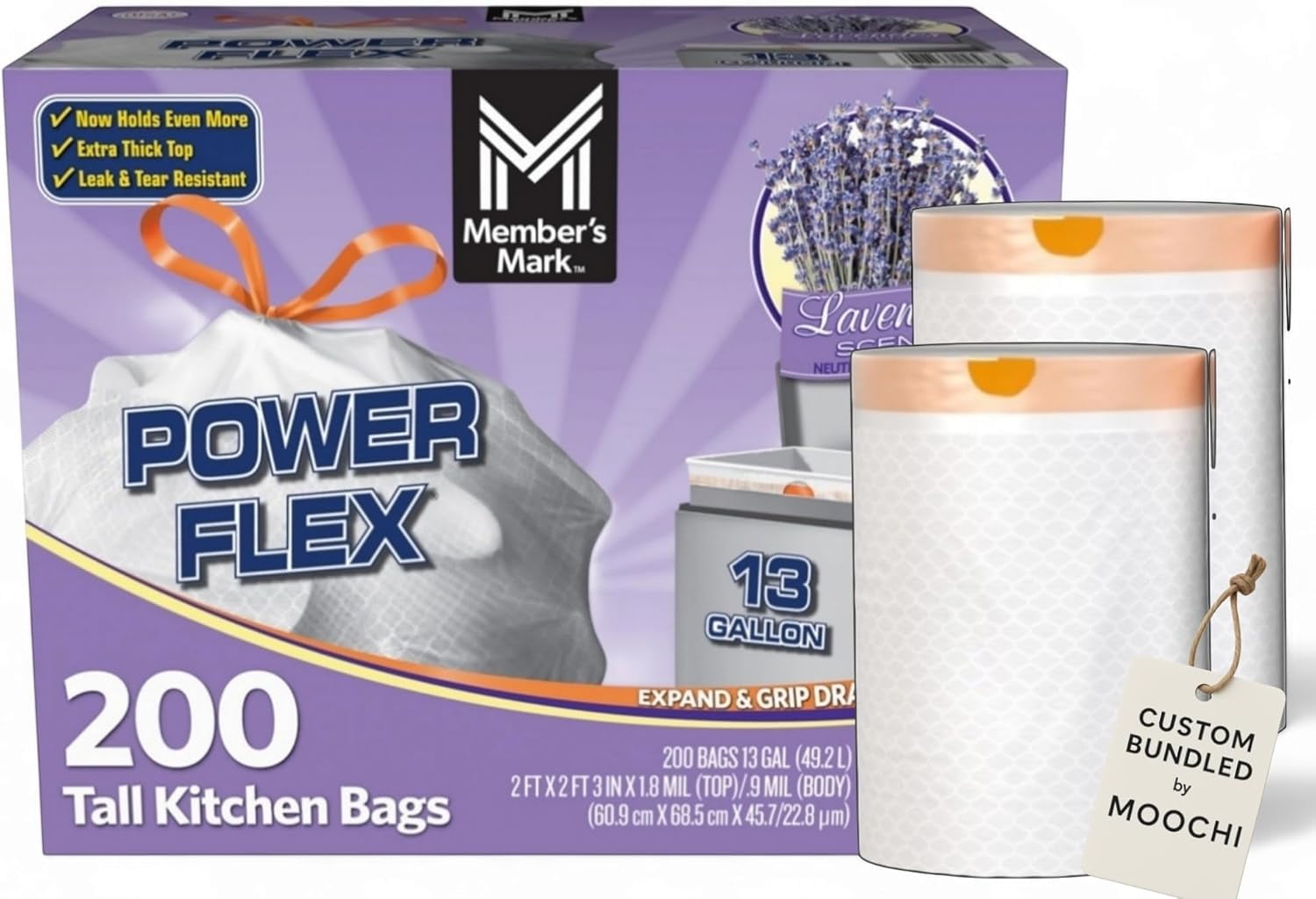 Member-Mark PowerFlex 13 Gallon Lavender-Scented Tall Kitchen Trash ...