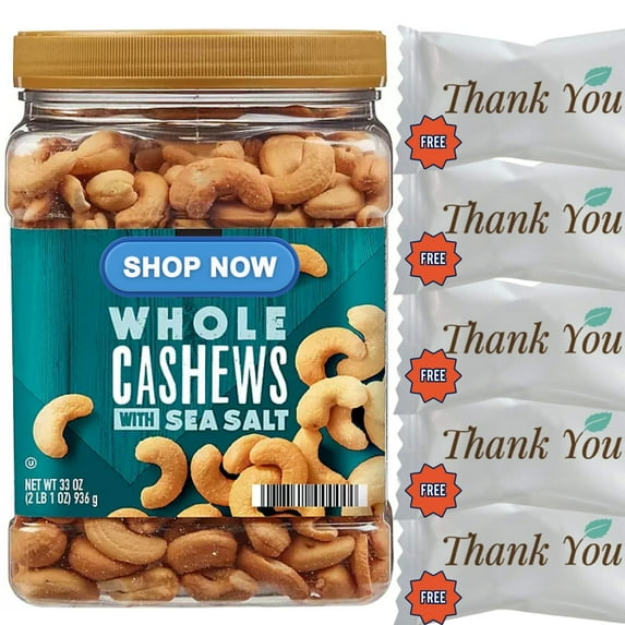 Roasted Whole Cashews with Sea Salt, 33 oz. - Walmart.com