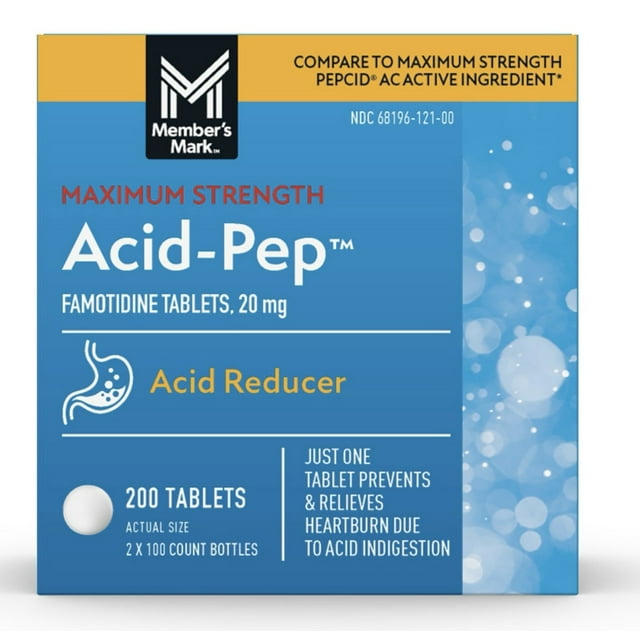 Member’s Mark Acid-Pep Acid Reducer Tablets, 20 mg Famotidine - Walmart.com