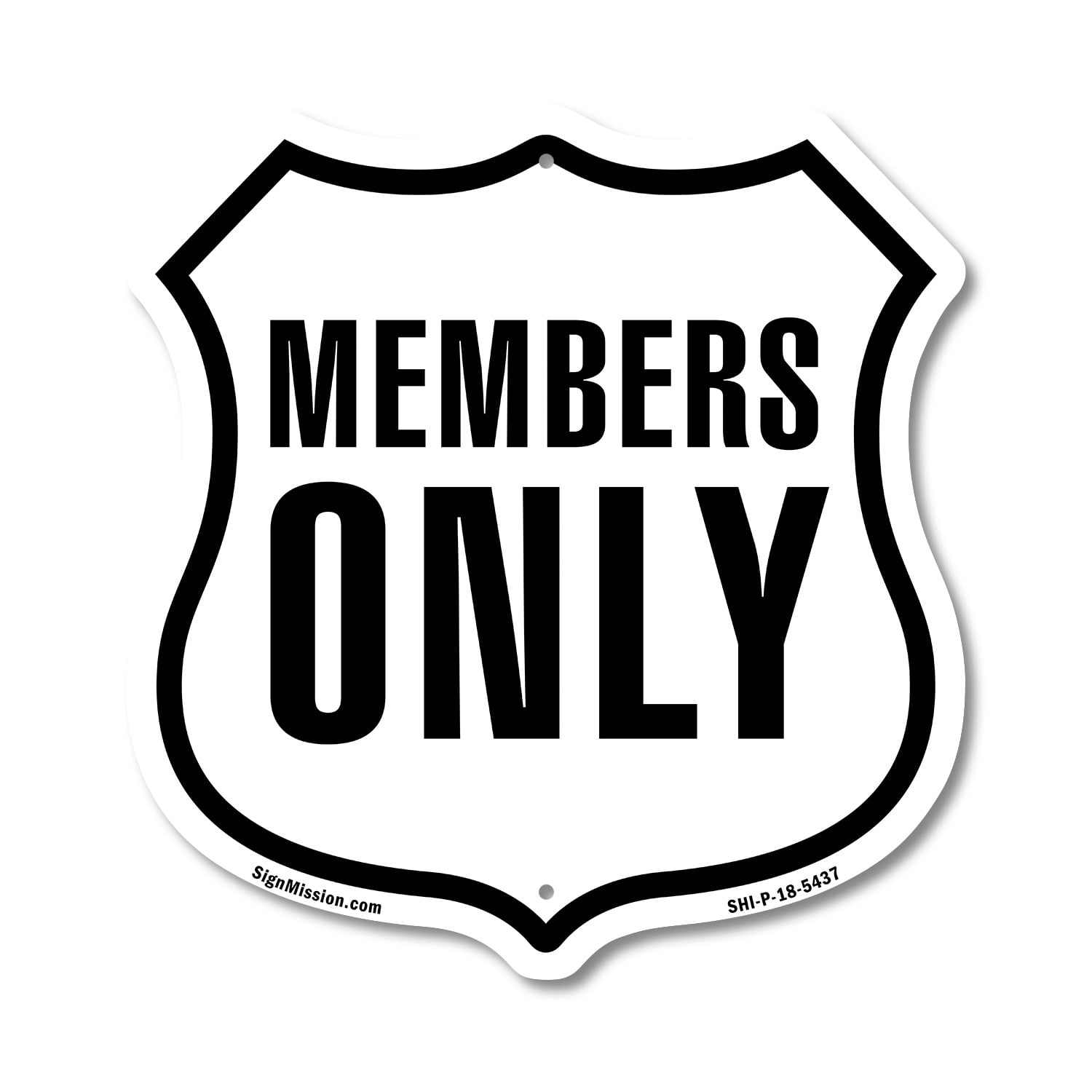 Members Only 12 inch X 12 inch Shield Shaped Commercial Grade Plastic ...