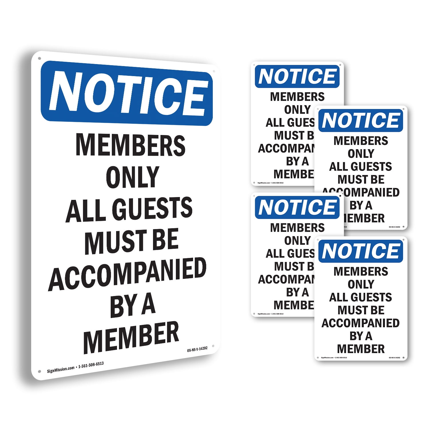 Members Only All Guests Must Be OSHA Notice Aluminum Sign 24 Inch x 18 ...