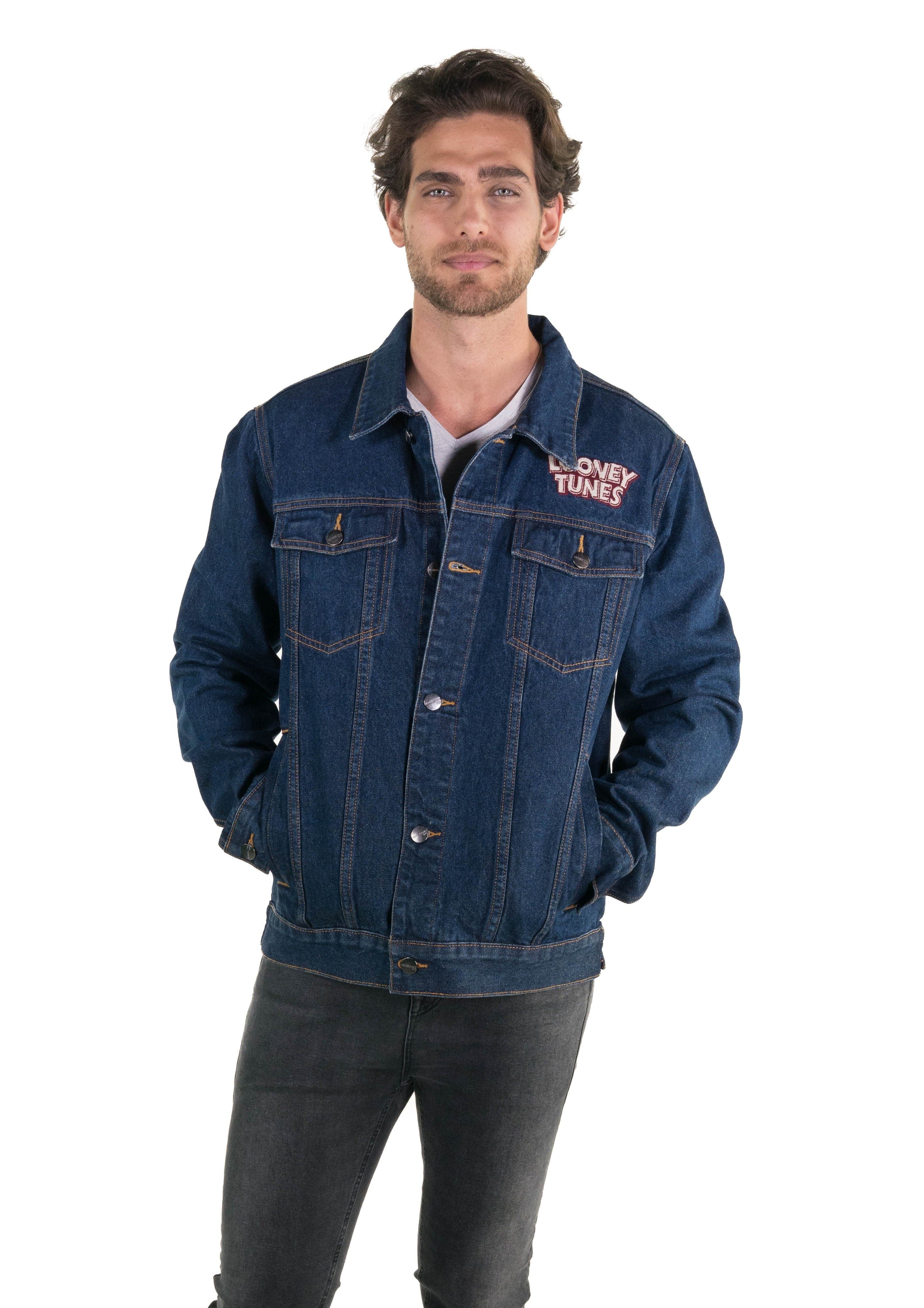 Members Only Men's Looney Tunes Denim Trucker Jacket - Dark Indigo XL ...