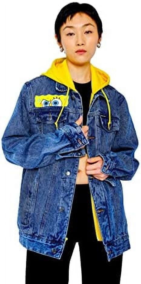 Members Only Women's SpongeBob Hoodie Trucker Oversized Jacket, Long ...
