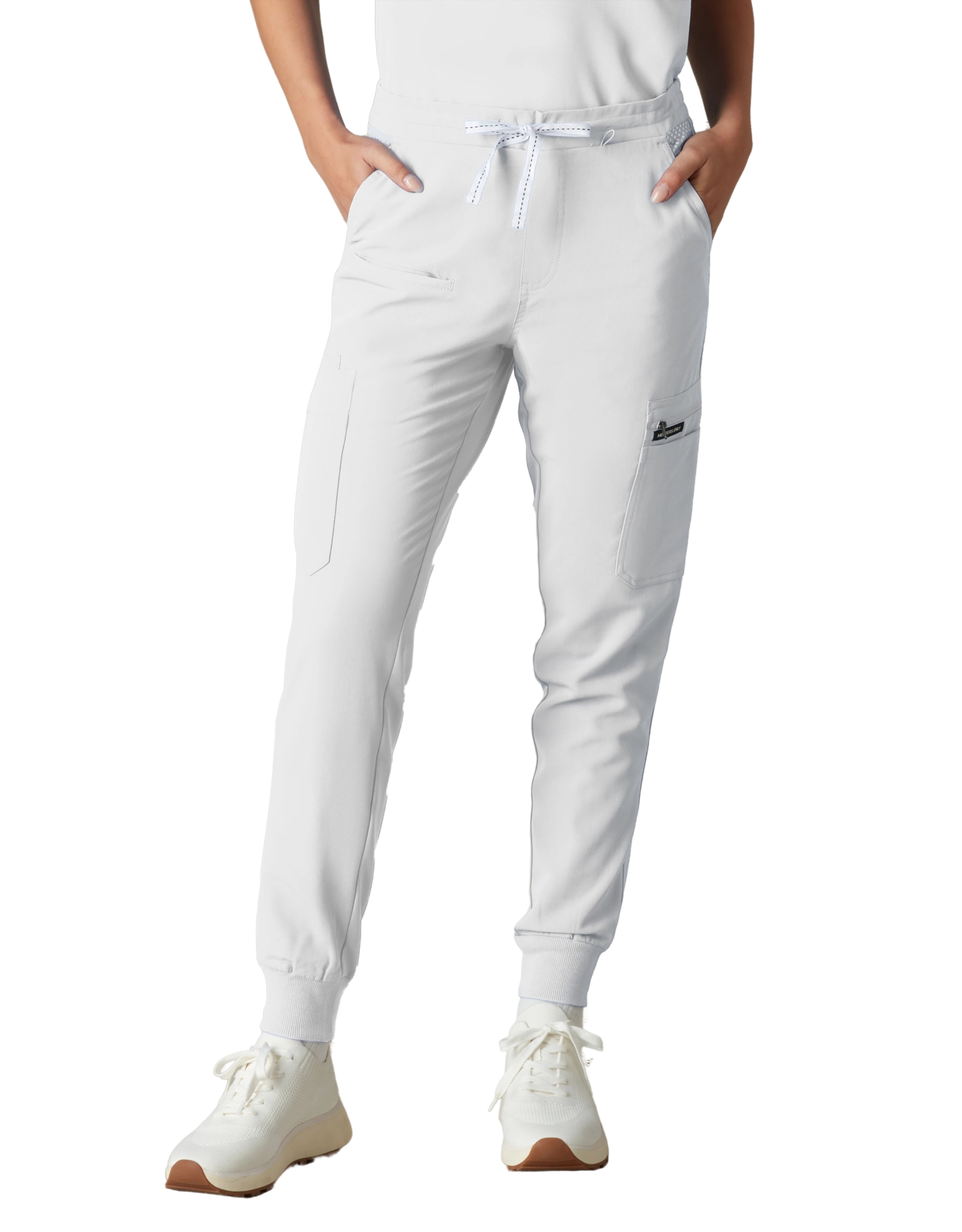 Members Only Valencia Jogger Scrub Pants for Women - White - Medium ...