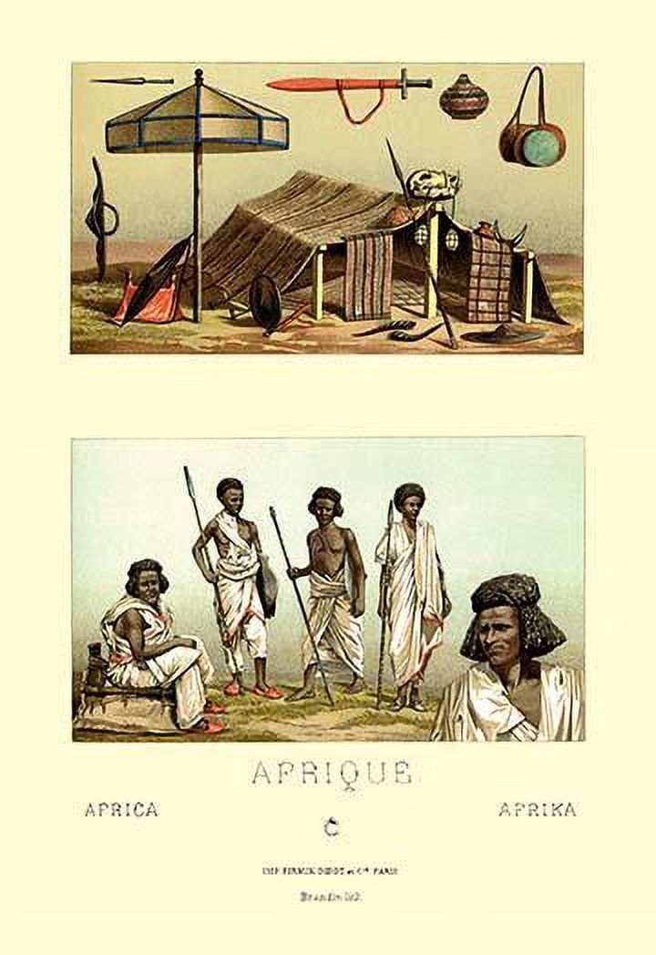 Members of Tribe and Typical Shelter-Fine Art Canvas Print (20" x 30 ...