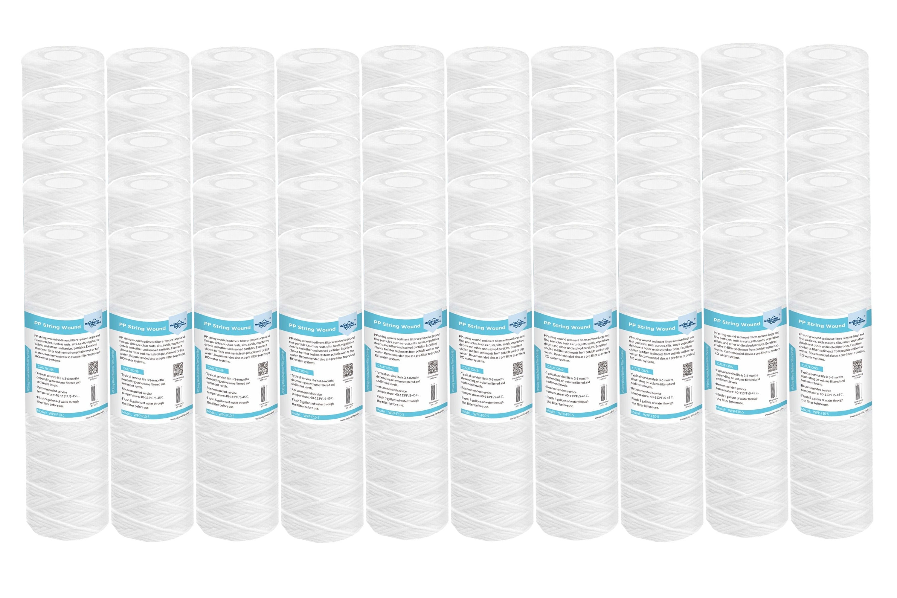 Membrane Solutions 1 Micron 10"x2.5" String Wound Whole House Water Filter Replacement Cartridge ...