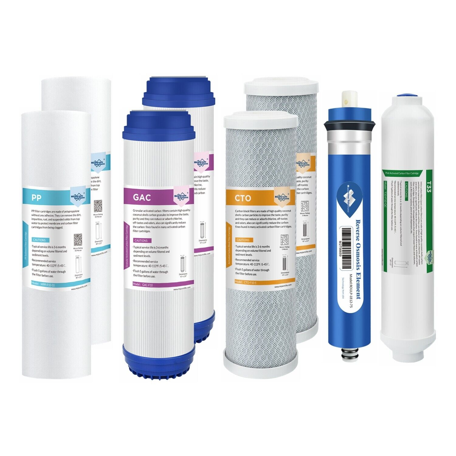 Membrane Solutions 1-Year Water Filter Replacement Set, 75 GPD RO ...