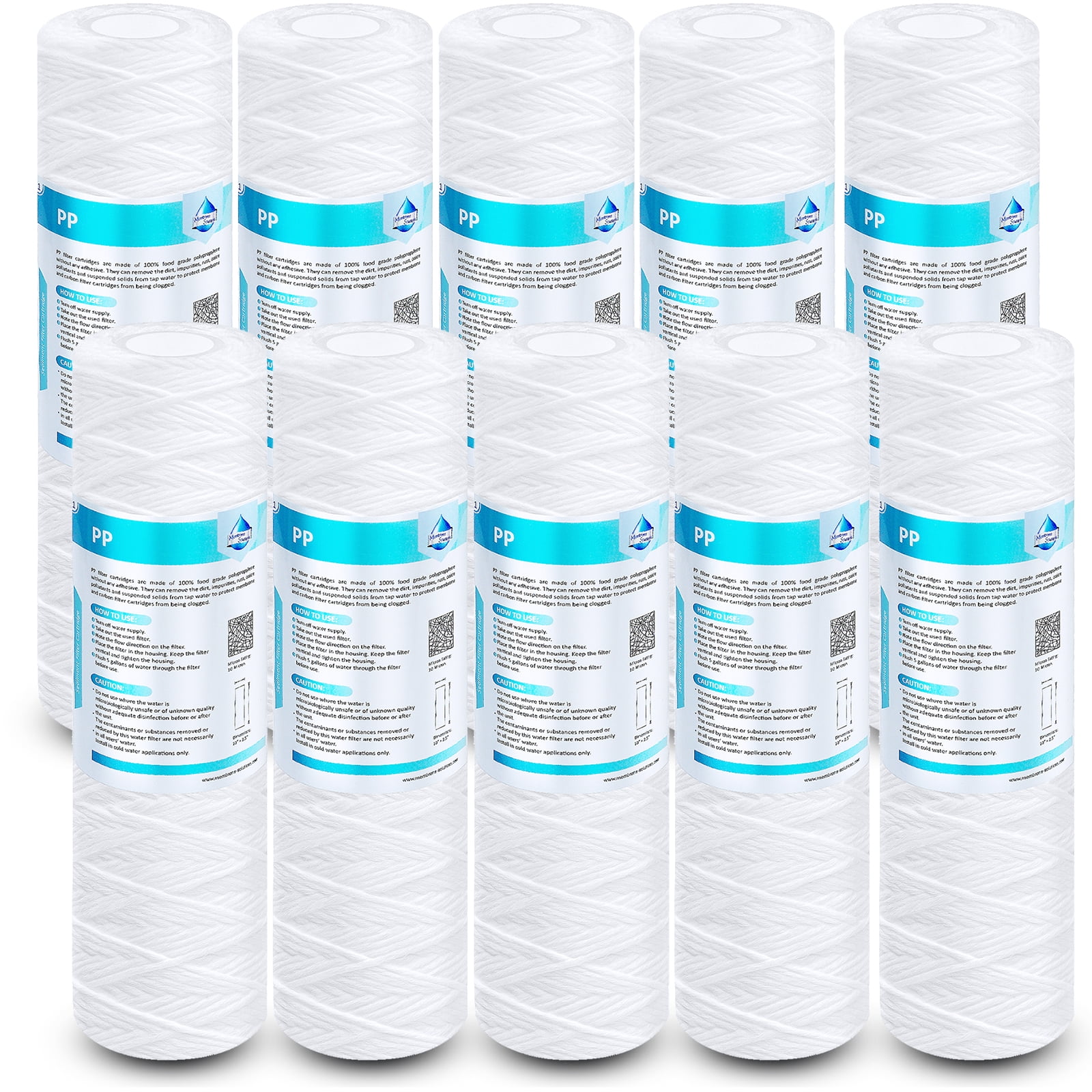 Membrane Solutions 10 Micron 10"x2.5" Sediment Water Filter Replacement ...