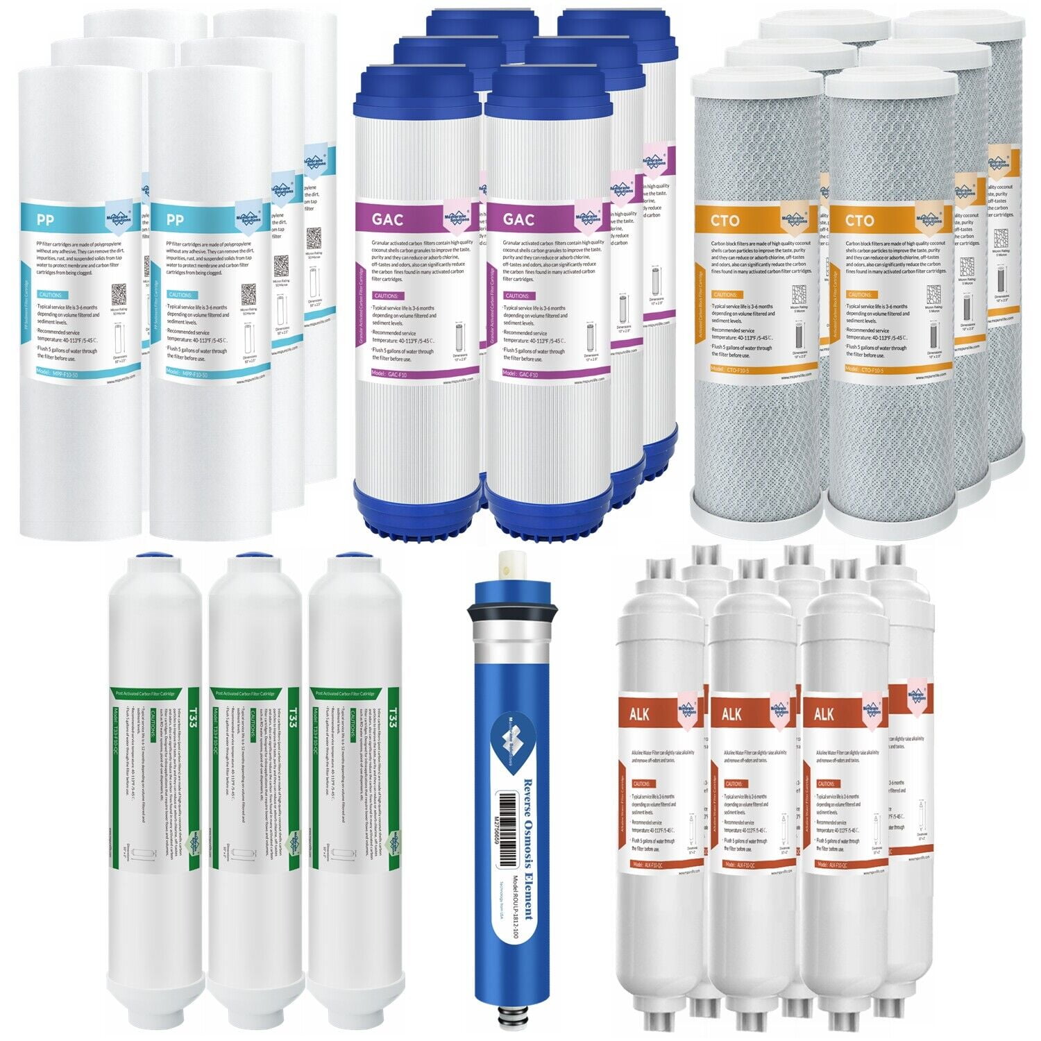 Membrane Solutions 100GPD 6-Stage Reverse Osmosis Replacement Filter ...