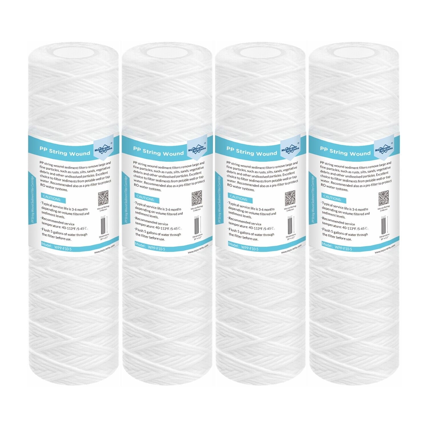 Membrane Solutions 20 Micron 10"x2.5" String Wound Whole House Water Filter Replacement ...