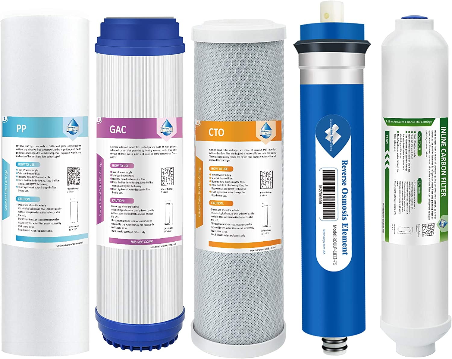 Membrane Solutions Universal Reverse Osmosis Water Filter for 5/6 Stage ...