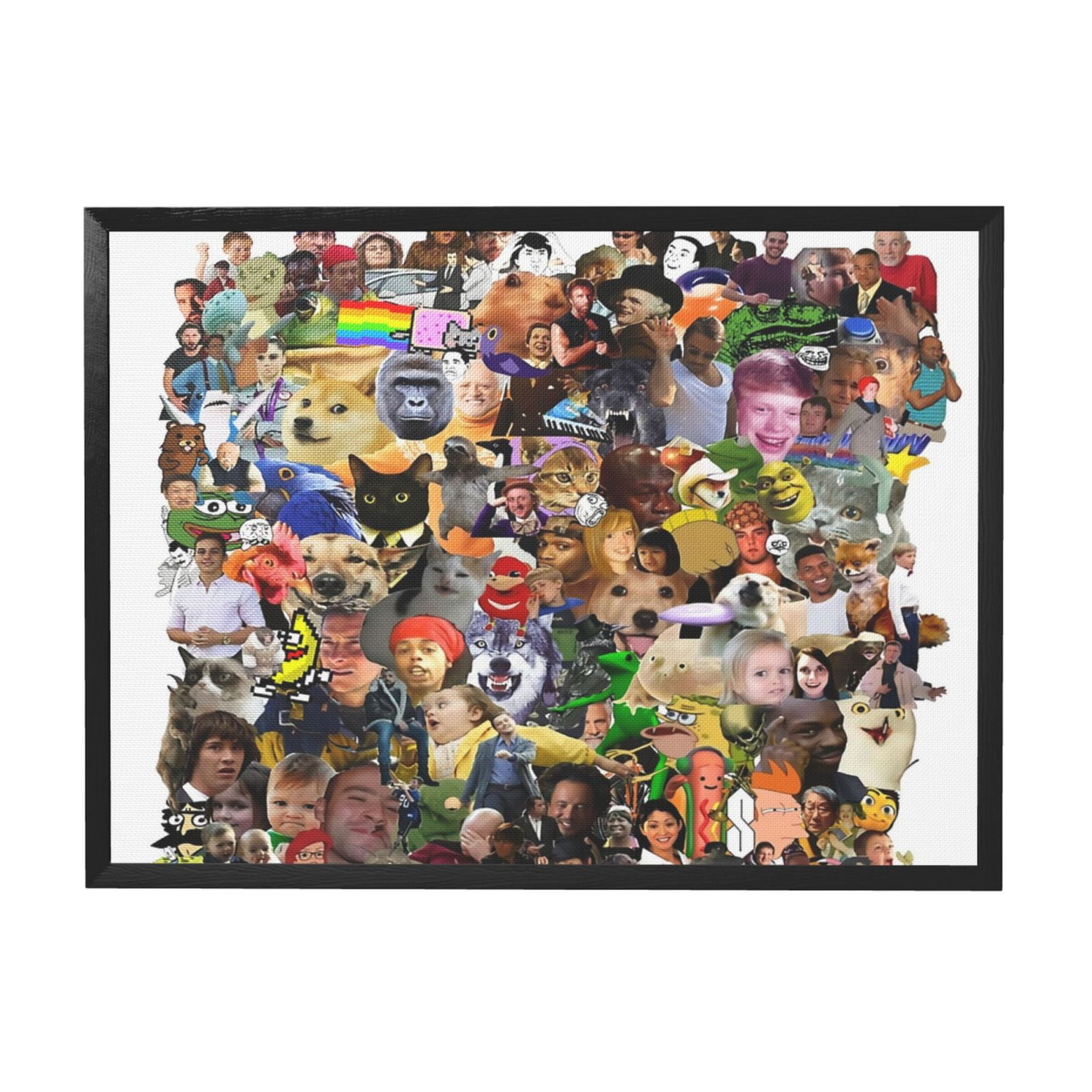 Meme Collage Black Framed Canvas Wall Art Fashion Decor, 12x16in Wall ...