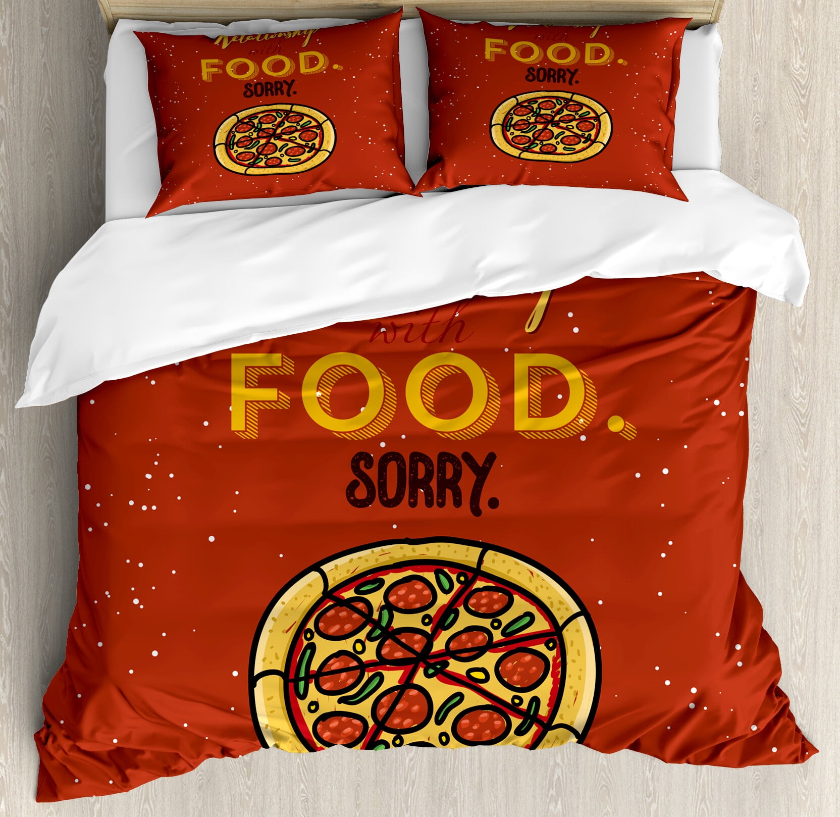 Meme Duvet Cover Set, I Am in a Relationship with Food Sorry Words with ...