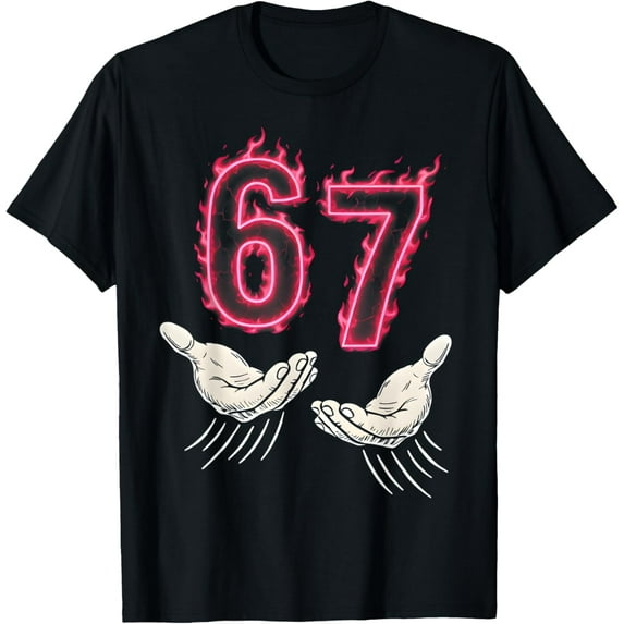 Meme Hand 67 Gen Z Slang Six Seven 6 7 T-Shirt - Walmart.com