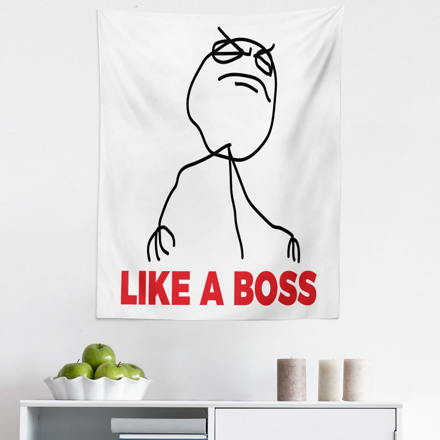Meme Tapestry, Funny Simple Stickman with Cool Expression and Like a ...