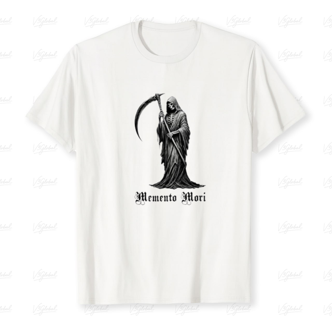 Memento Mori Grim Reaper Cartoon Dark Gothic Retro Design Graphic T ...