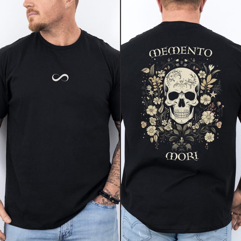 Memento Mori Skull Floral Tee, Gothic Vintage Death Reminder Graphic ...