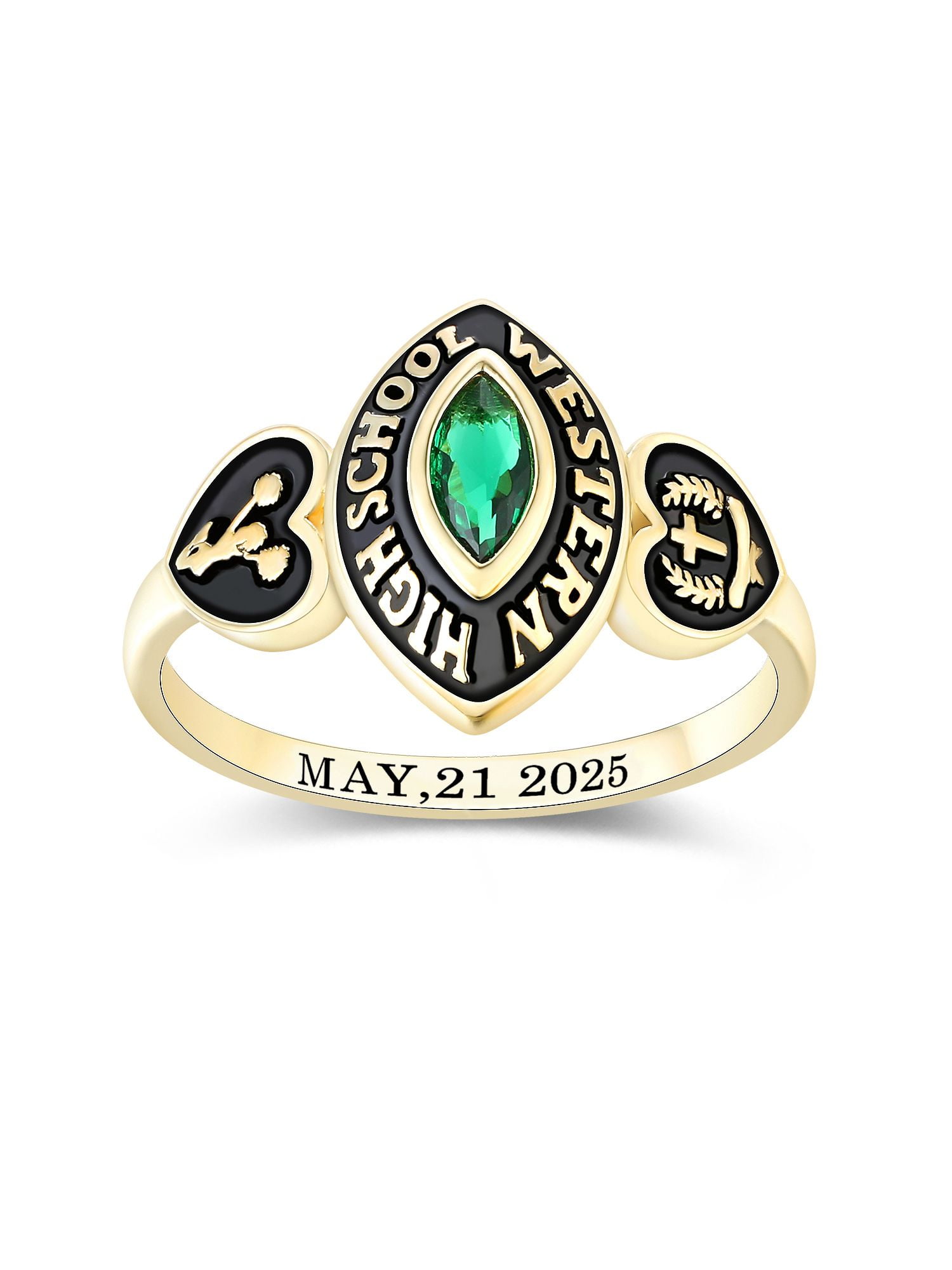 Mementos Customized 10kt Gold Class Rings for Women High School and ...