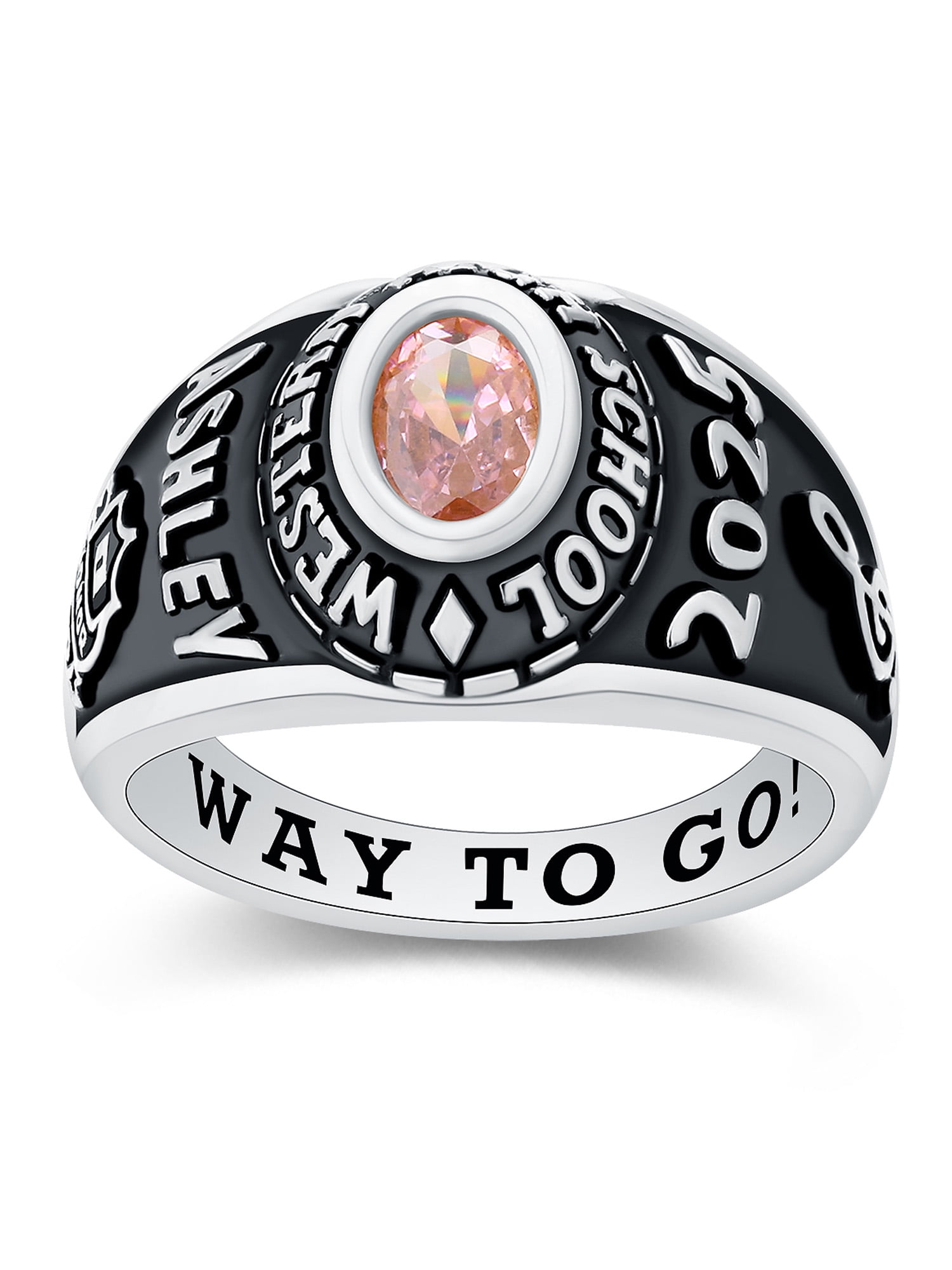 Mementos USA Customized 10kt White Gold Small Women Class Rings for ...