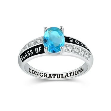 Ccjcinata Custom Sterling Silver Women's Class Ring: High School Gem ...