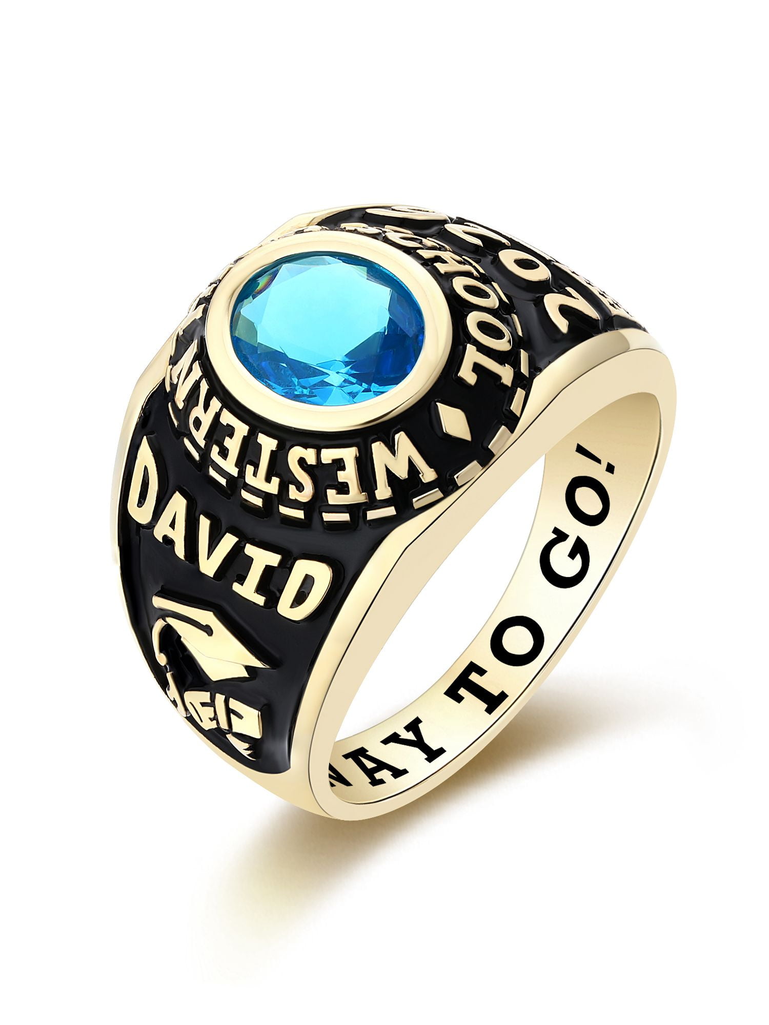 Mementos Customized Sterling Silver or 10kt Gold Large Class Rings for ...