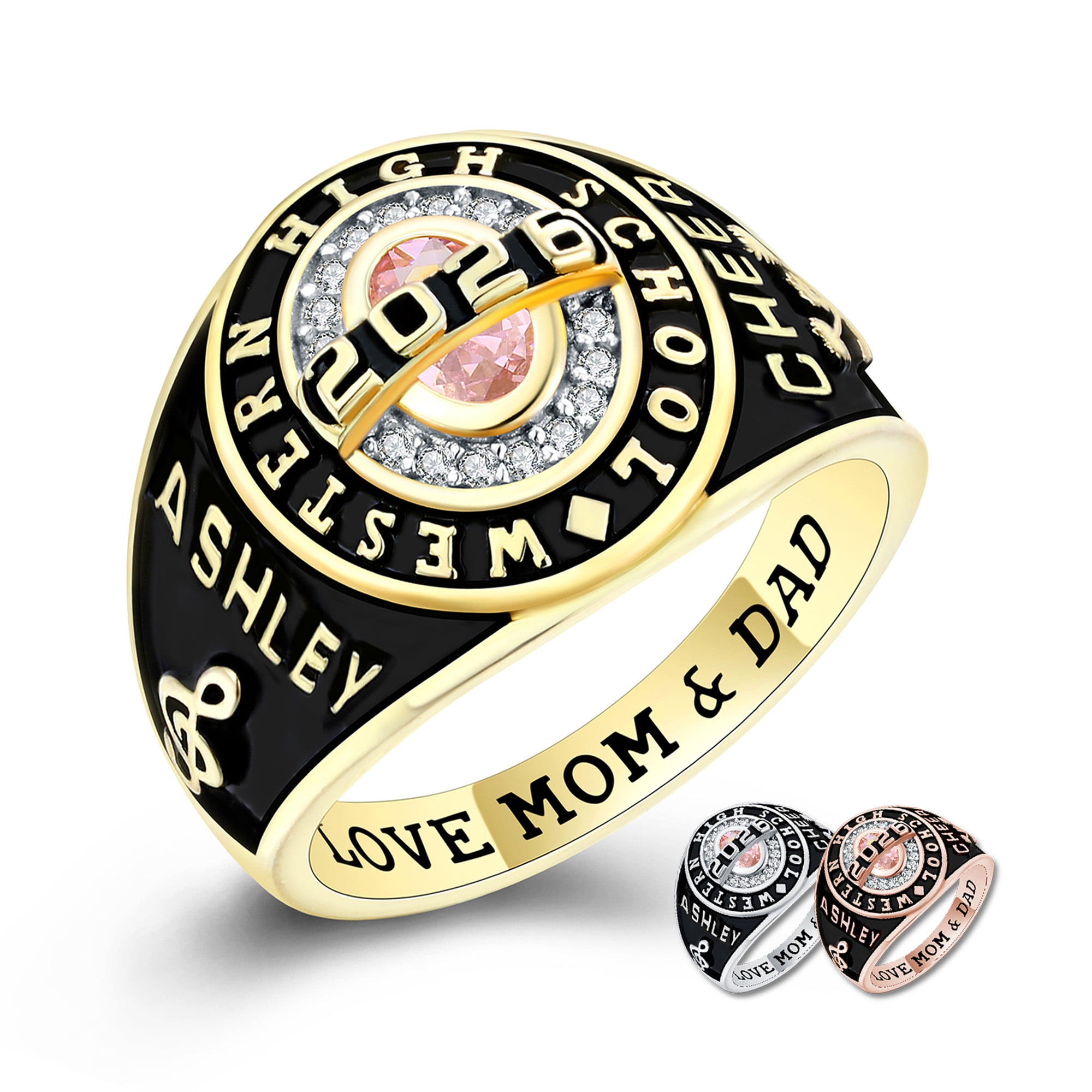 Mementos USA Custom Privilege Sterling Silver Birthstone Class Rings ...