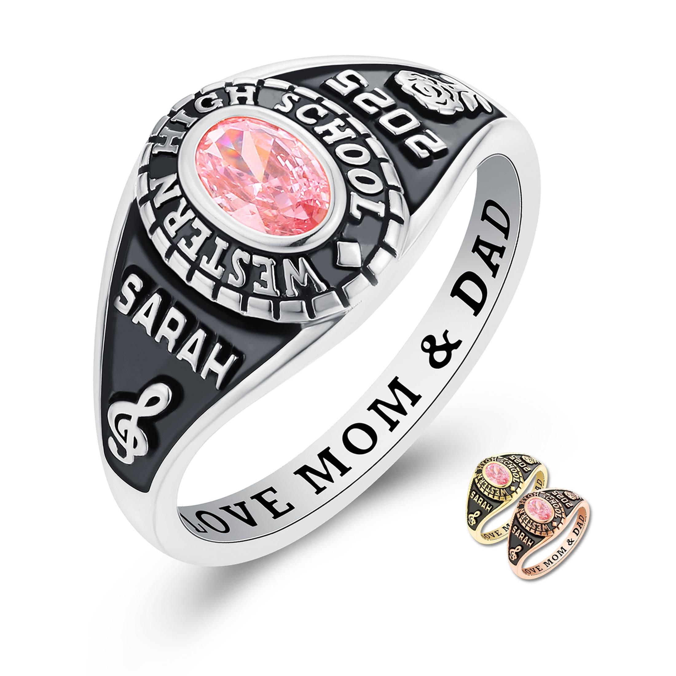 Mementos Jewelry USA Customized Classic Sterling Silver Class Rings for Women High School ...