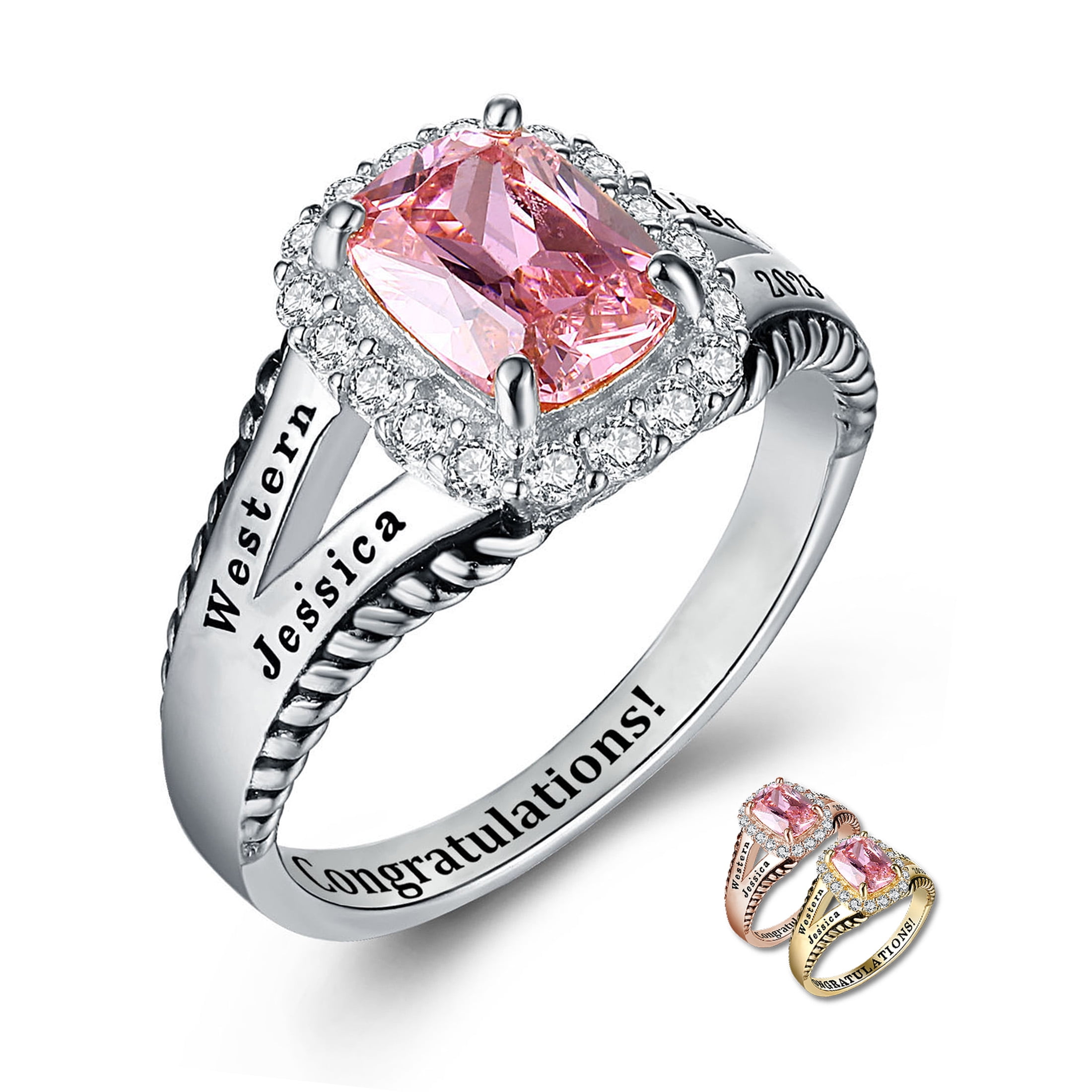 Mementos PJM Custom Class Rings Sterling Silver for Women High School ...